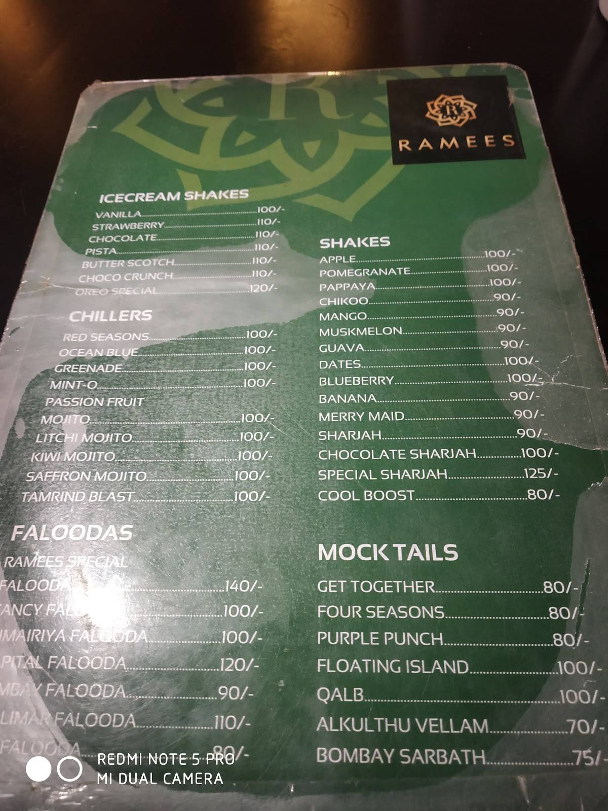 Menu at Ramees Restaurant, Kollam, Ground Floor
