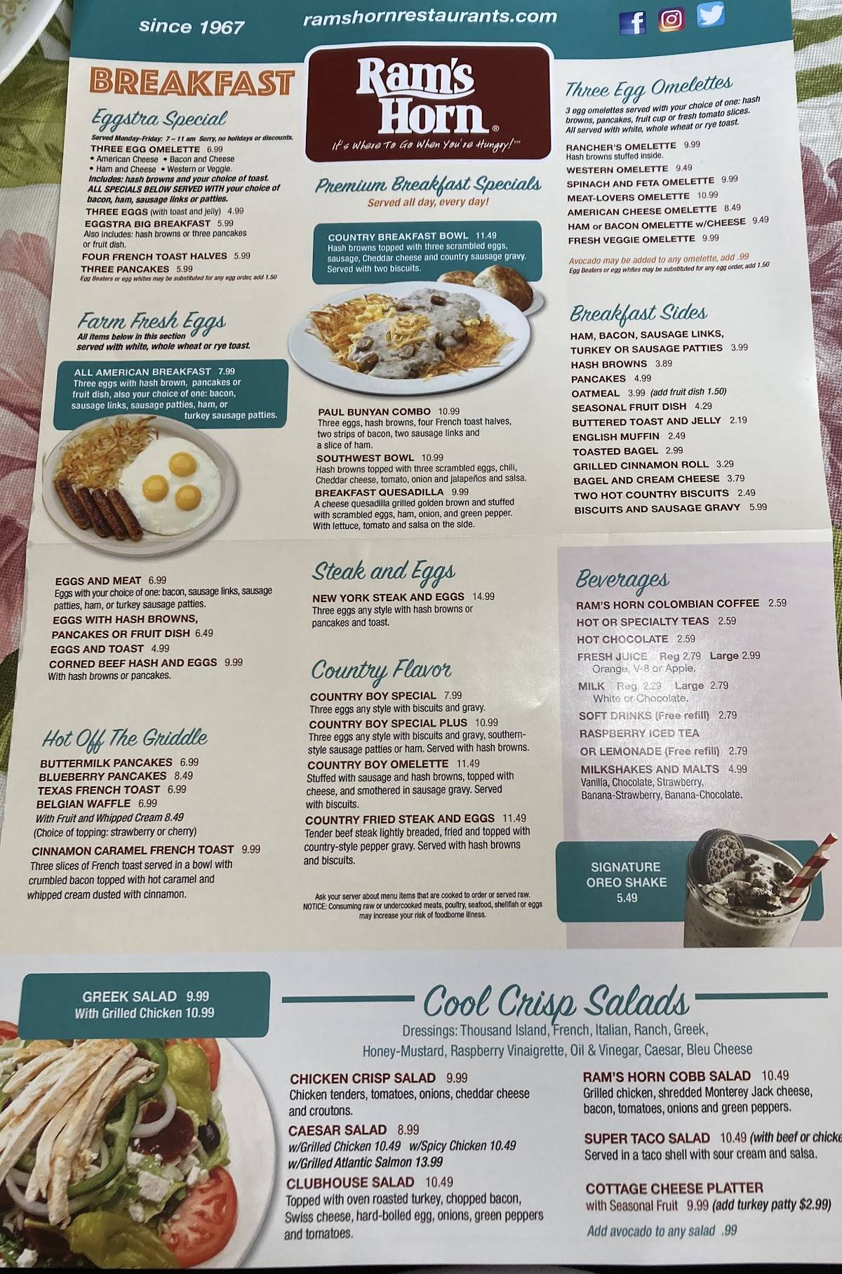 Menu at Ram's Horn Restaurant, Westland, N Middlebelt Rd