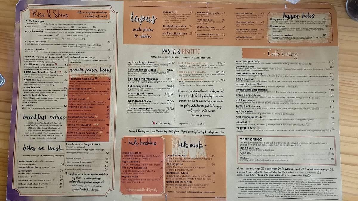 Menu at Urban Angel Cafe, Randburg, 134 Kayburne Ave