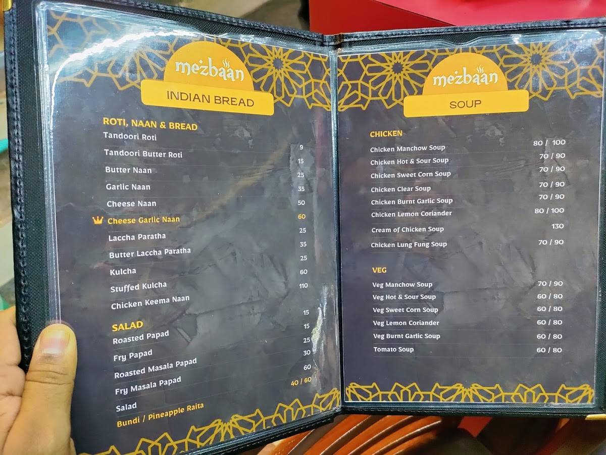 Menu at Mezbaan - The King of Tandoor, Ratnagiri