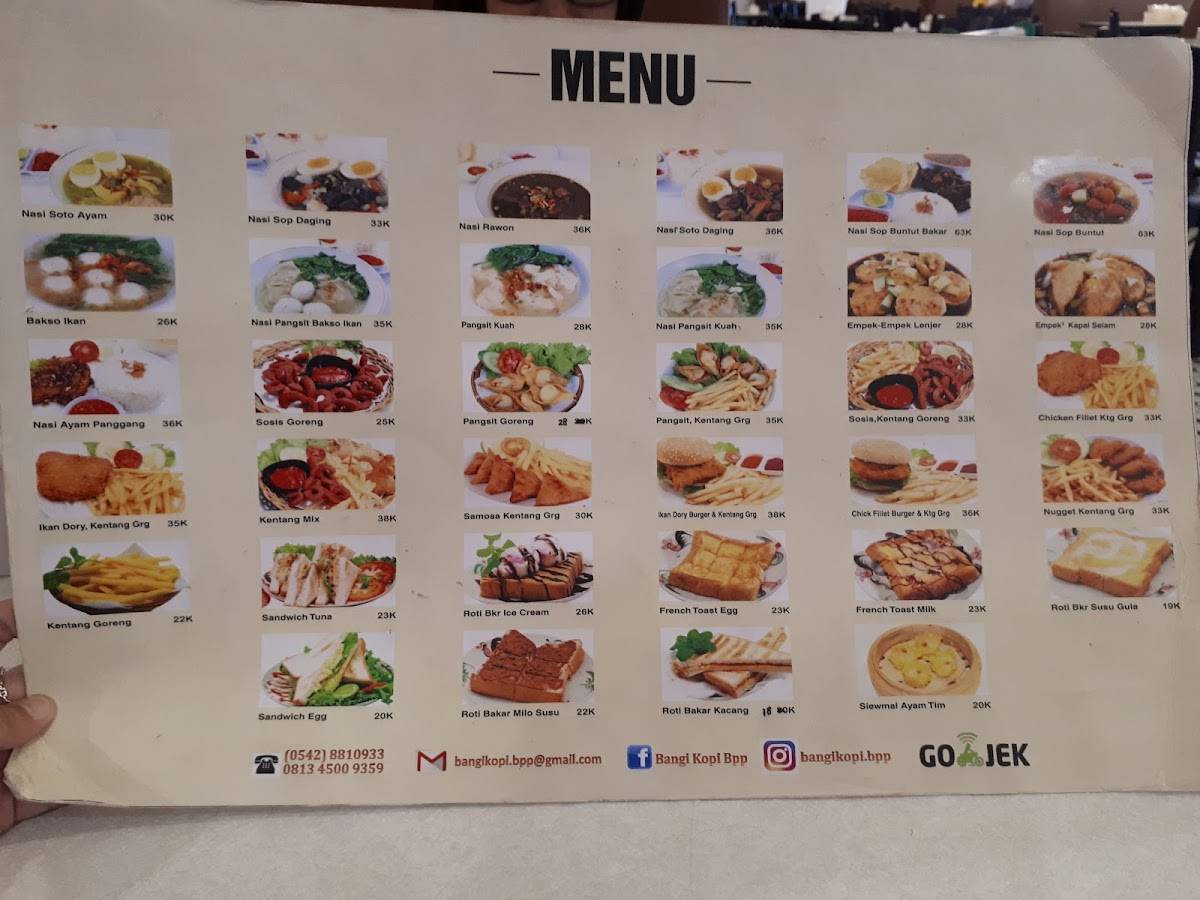 Menu at Rawon Nyonya restaurant, Balikpapan