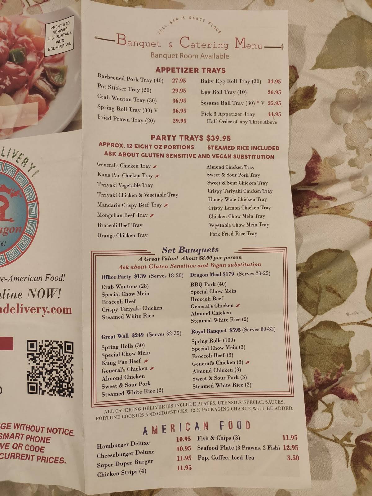 Menu at Red Dragon Northside restaurant, Spokane, E Diamond Ave