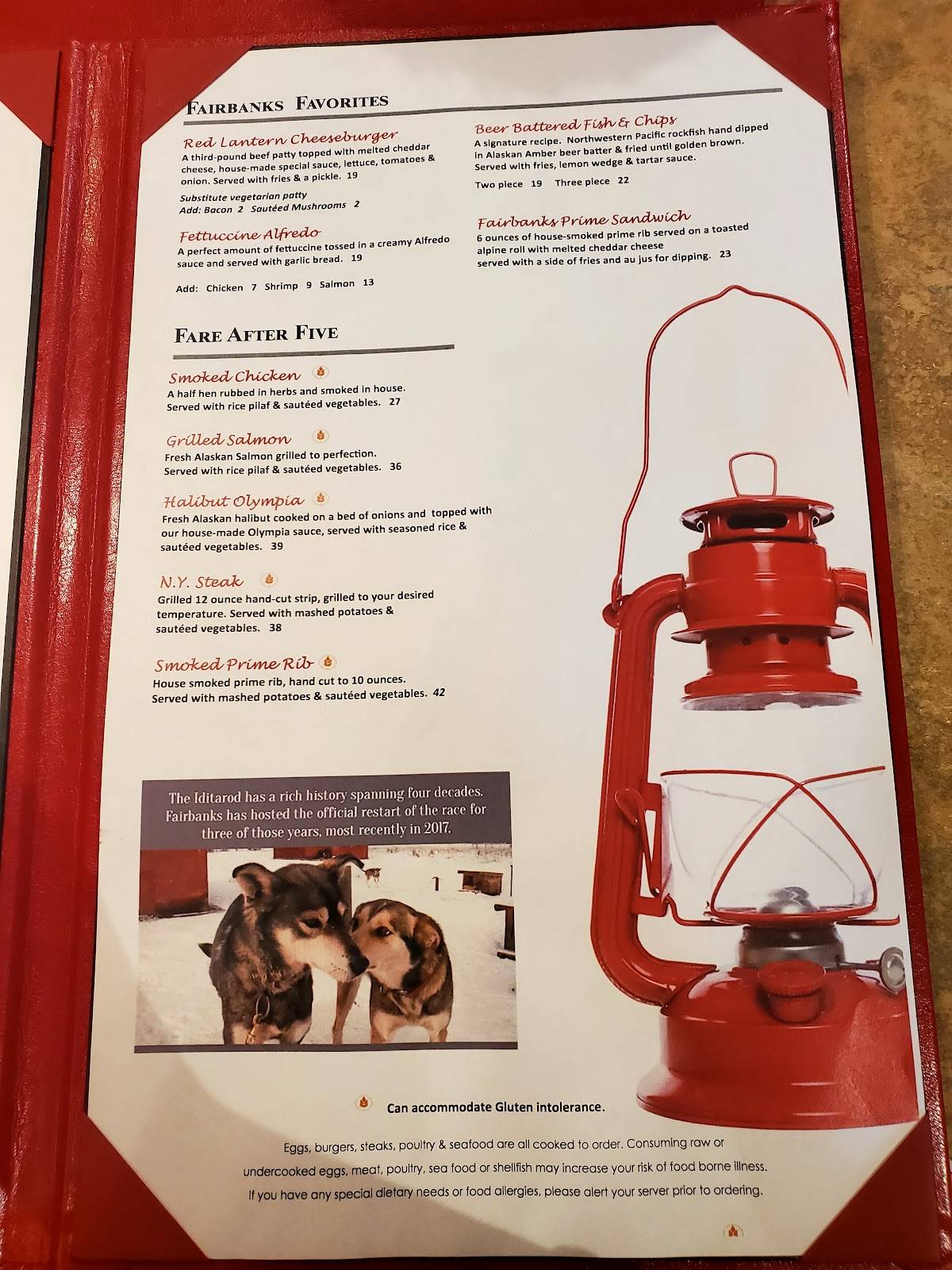 Menu at Red Lantern Steak & Spirits restaurant, Fairbanks