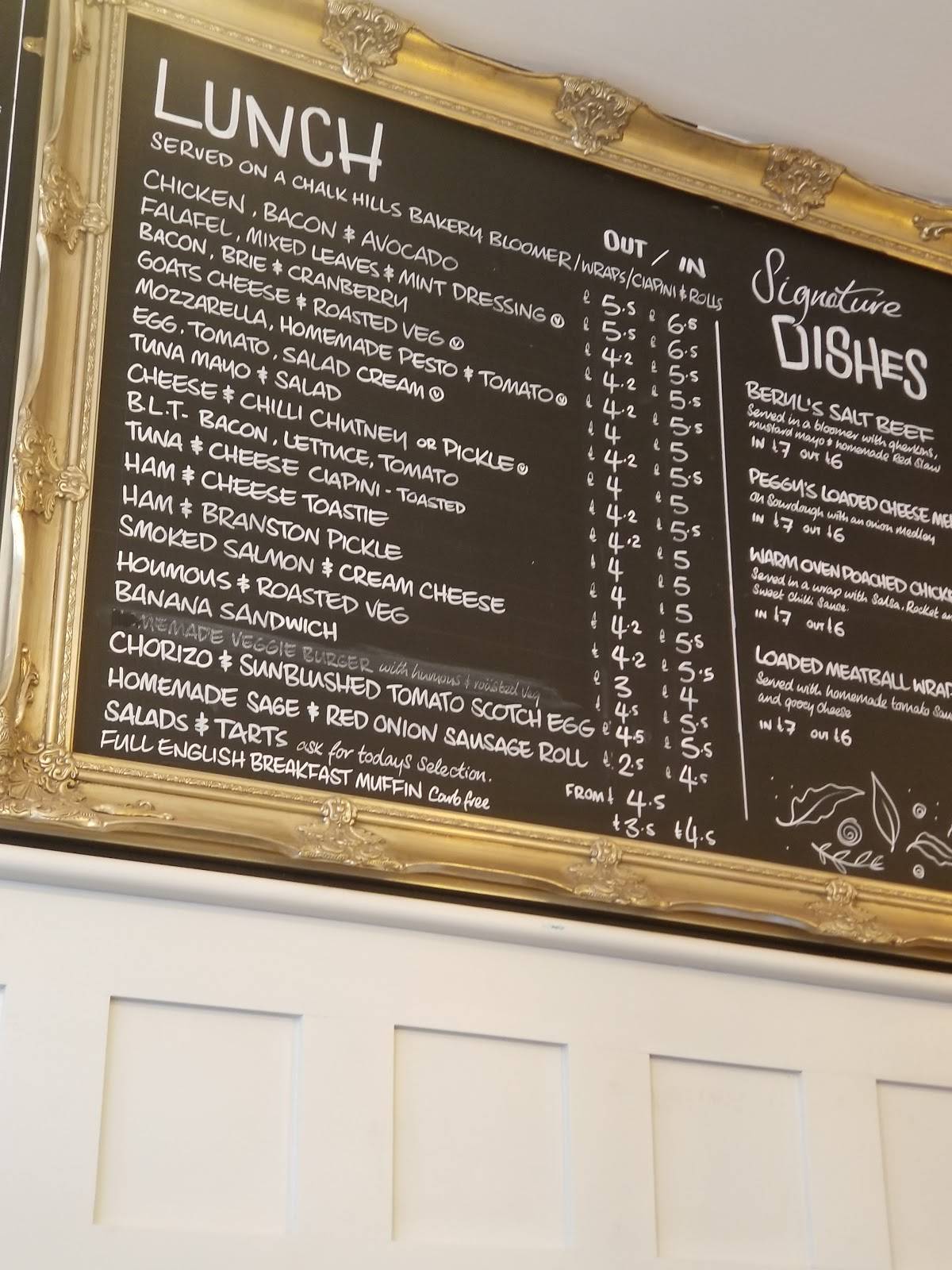 Menu at Beryl & Pegs Coffee, Tea & Sandwich Bar, Reigate