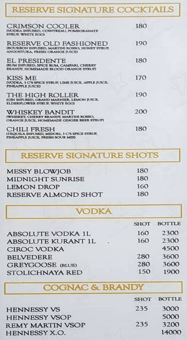 Menu at Reserve Gastro Tavern pub & bar, Taguig, 14°33'08. 121°02'40.