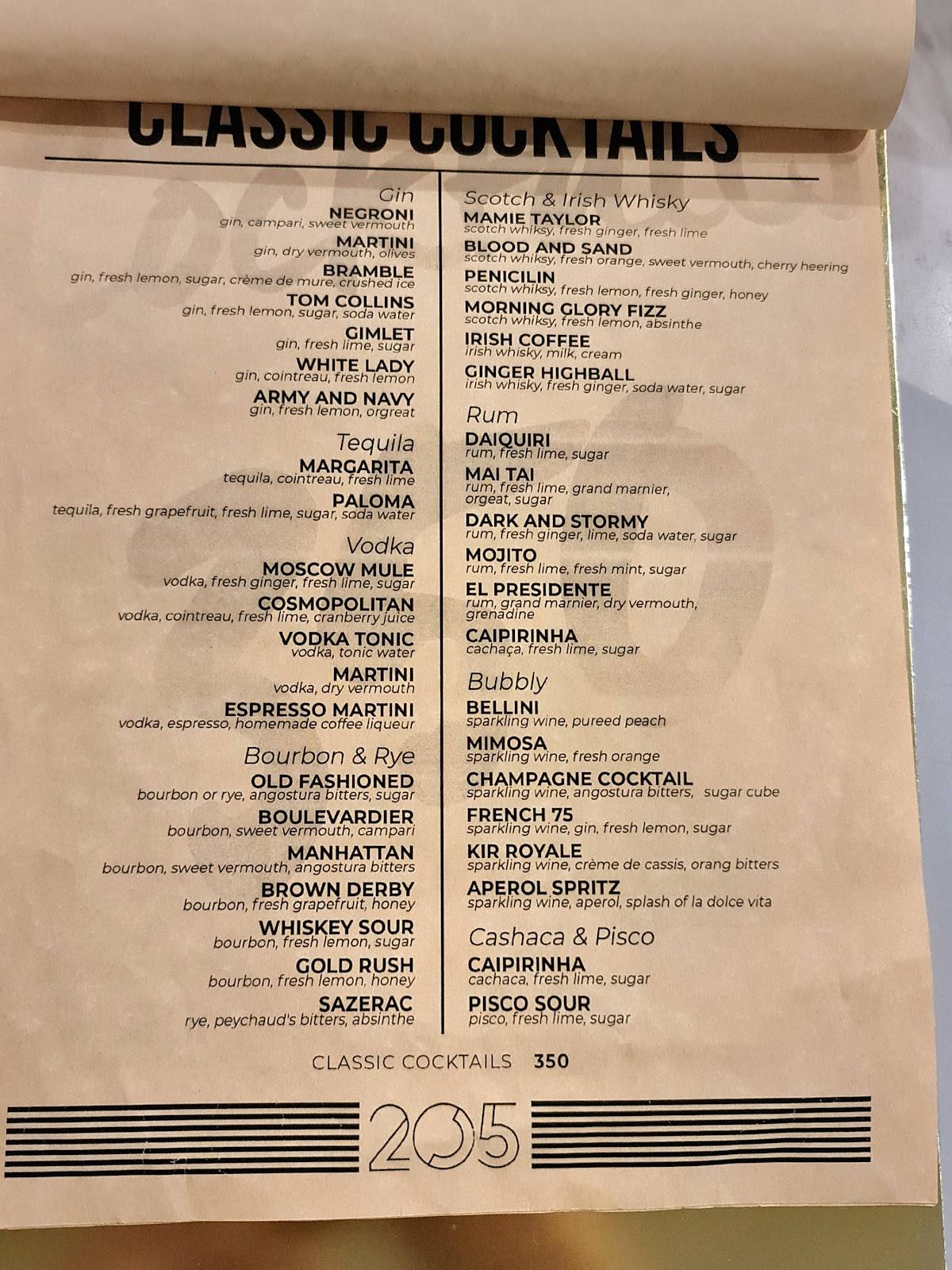 Menu at 205 BGC restaurant, Taguig