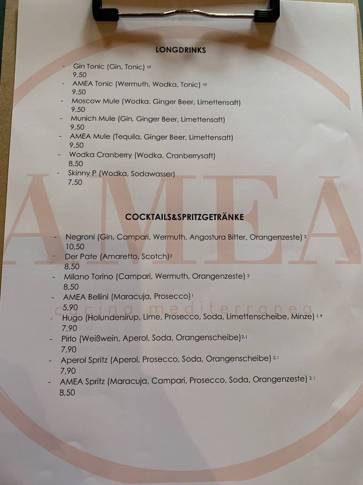 Speisekarte von AMEA pizza, München