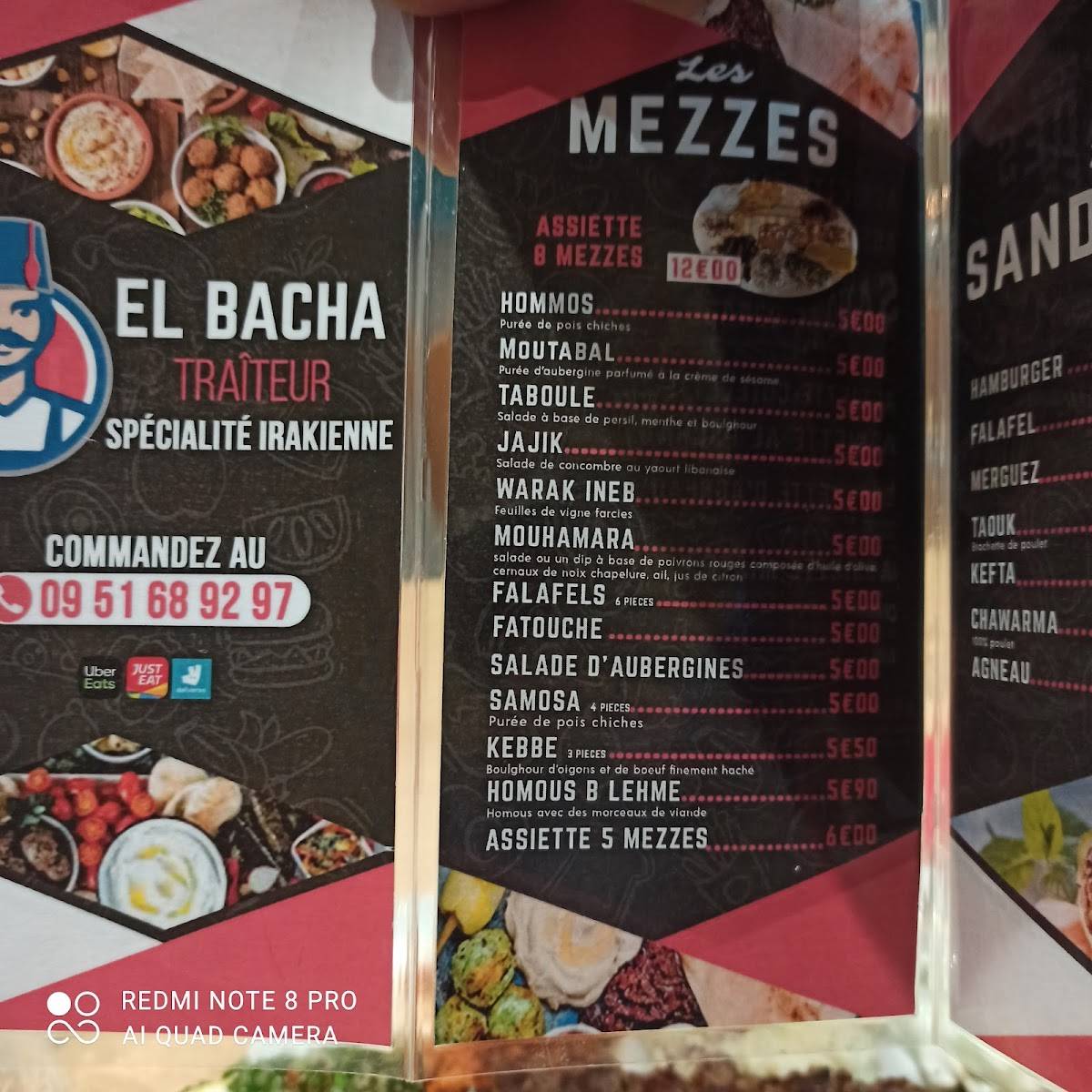 Menu au Al Bacha restaurant, Lyon