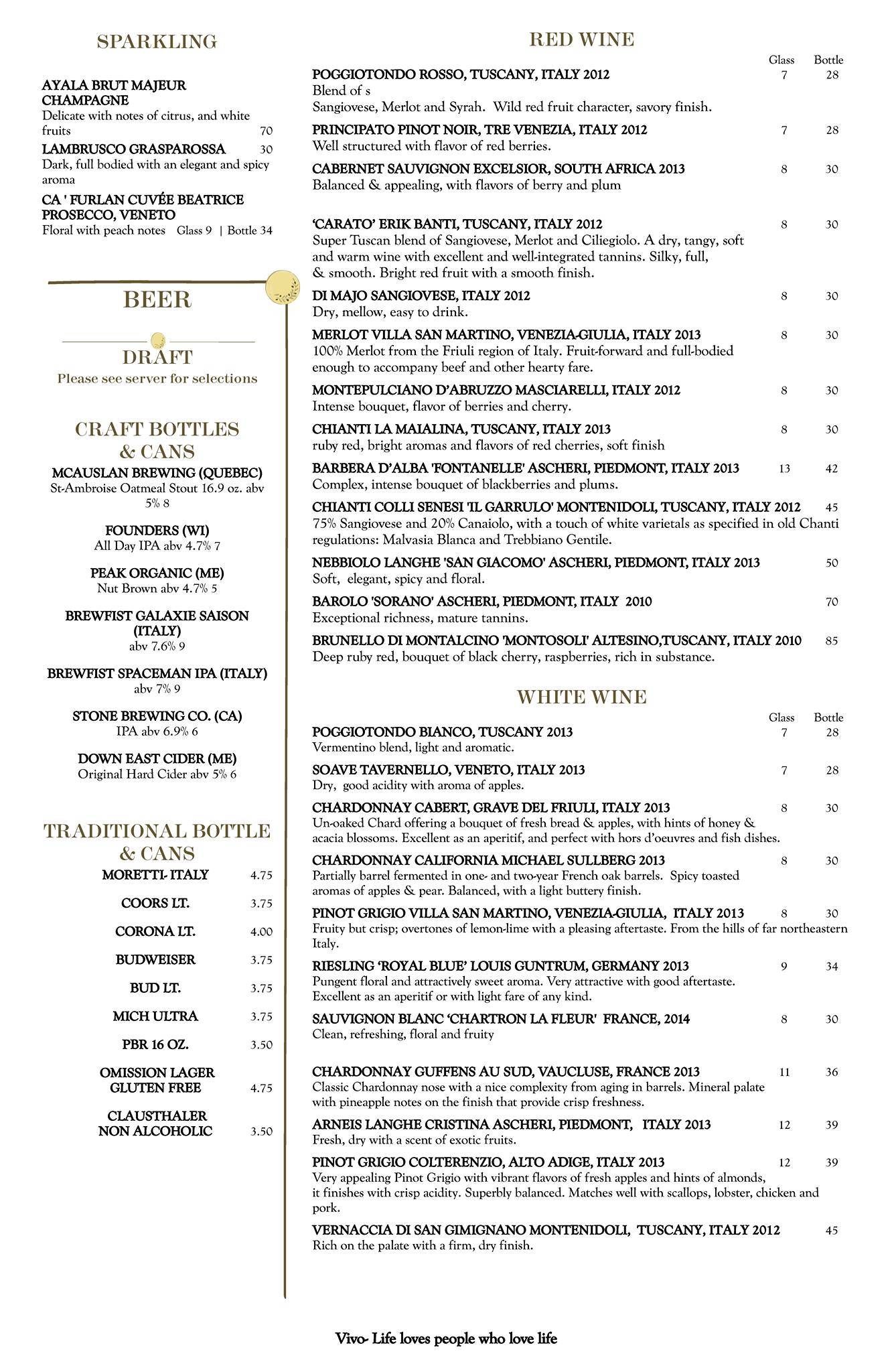 Menu at Ancora Italian Kitchen restaurant, Bridgton