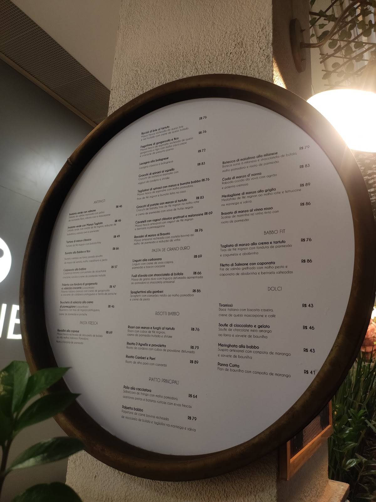 Menu em Babbo Osteria: Risoto, Massa, Drinks, Vinhos, Sobremesa ...