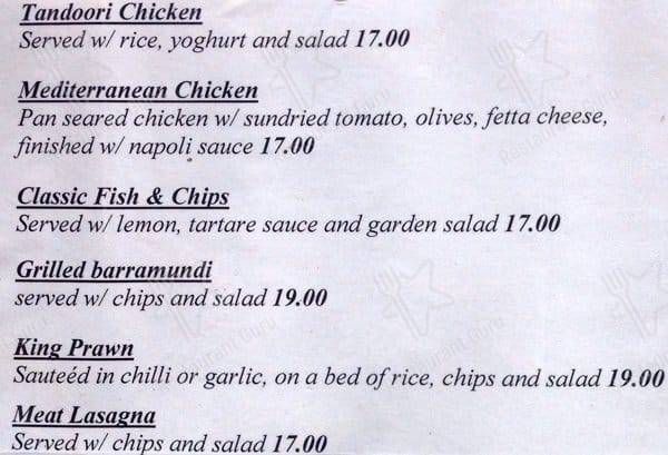 Menu at Back to Bacchus Restaurant, Bacchus Marsh