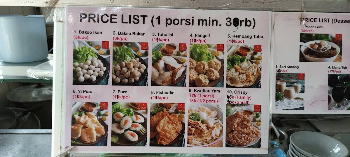 Menu at Bakso Ikan Asli 'Alie' restaurant, North Jakarta, Jl. Agung ...