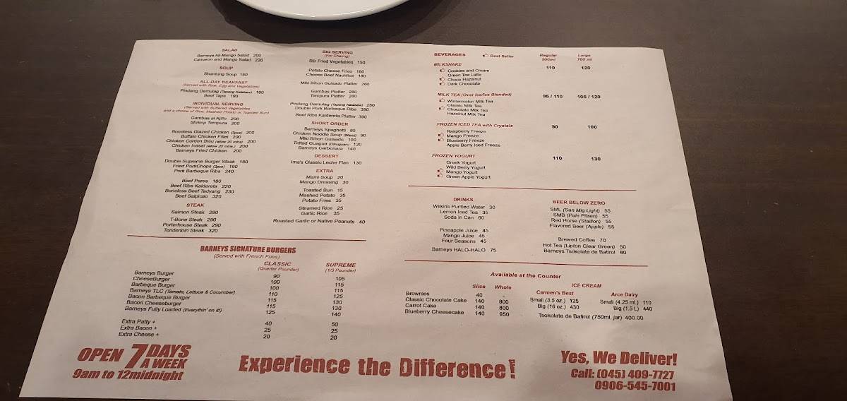 Menu at Barneys Burger Bar + Kitchen, San Fernando, 2MMF+XRC