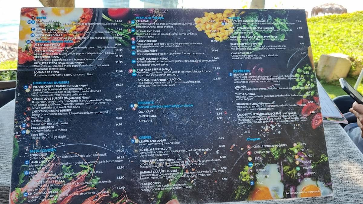 Menu at Bonamare Beach Bar cafe, Timi
