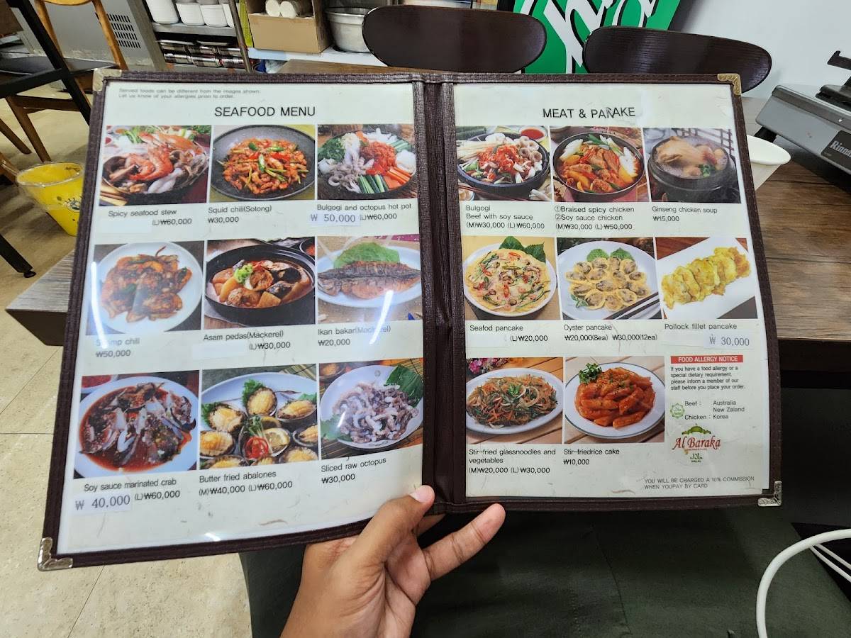 Menu at Busanjip restaurant, Seoul, 11-6 Myeongdong 8-gil