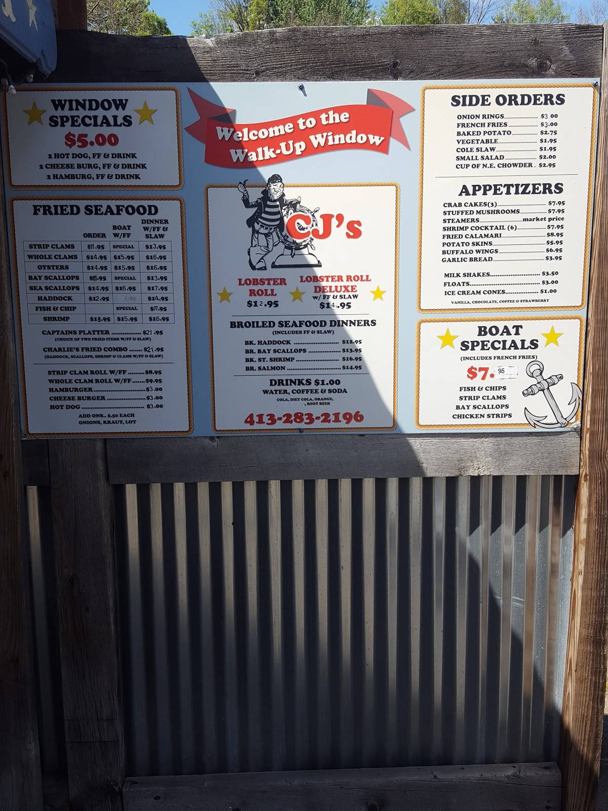 Menu at C J's Restaurant, Palmer, 371 Wilbraham St