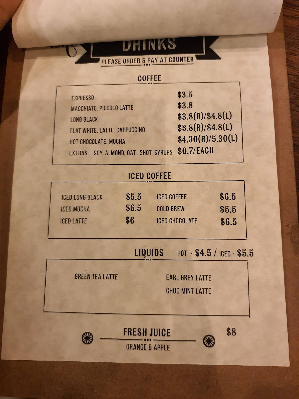 Menu at Cafe Once Upon a Time Normanhurst, Normanhurst