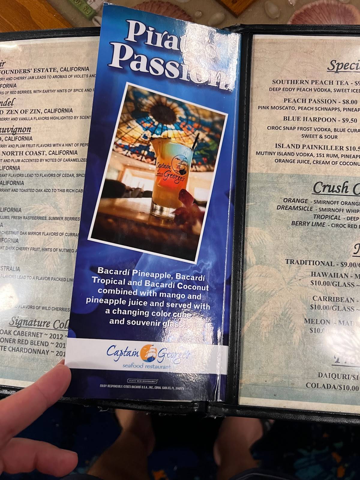 Menu at Captain George's Seafood Restaurant, Myrtle Beach