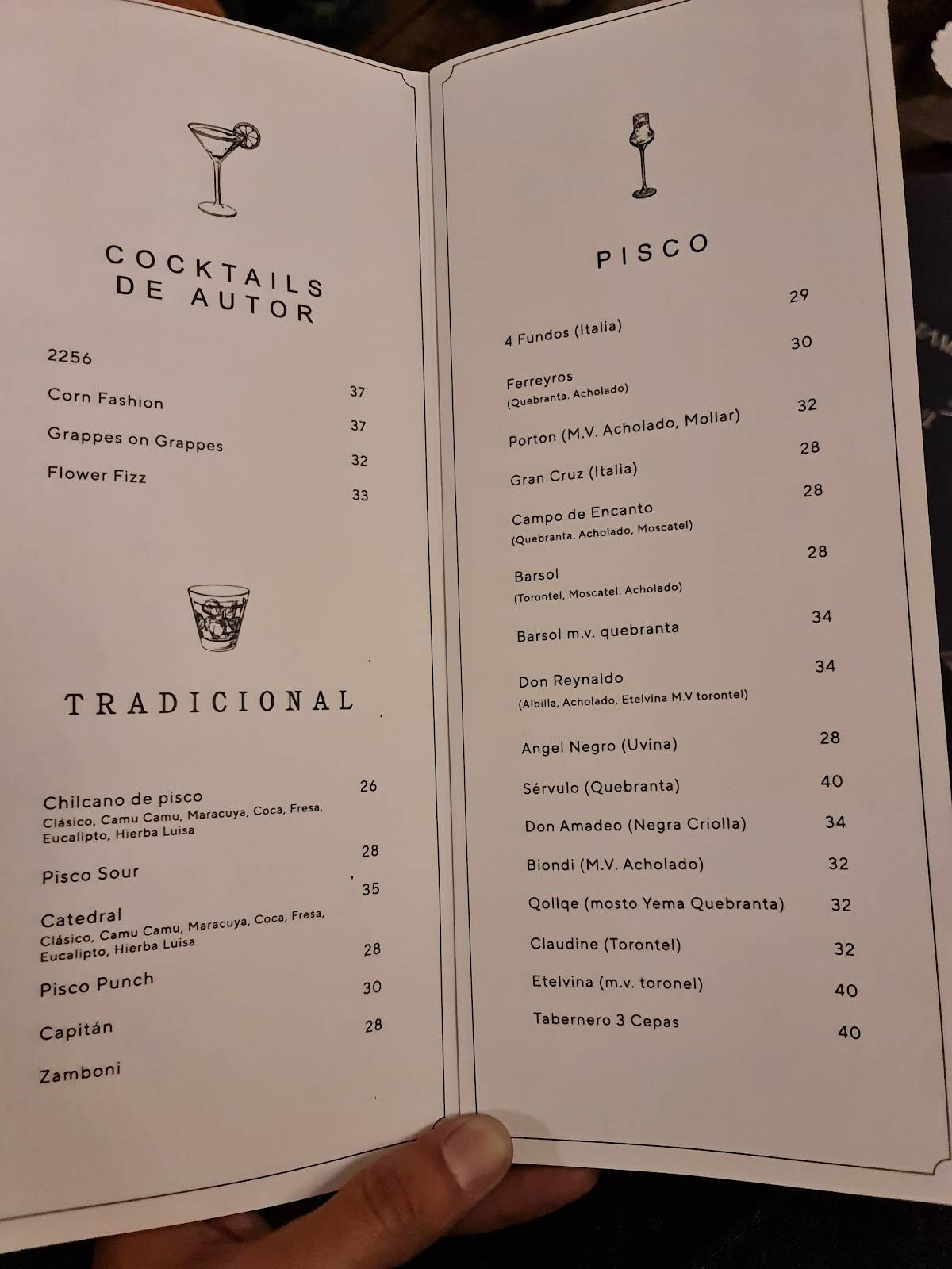 Menu at Casa Tambo Restaurant, Lima