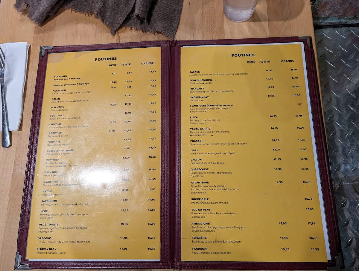 Menu at Restaurant Chez Claudette, Montréal