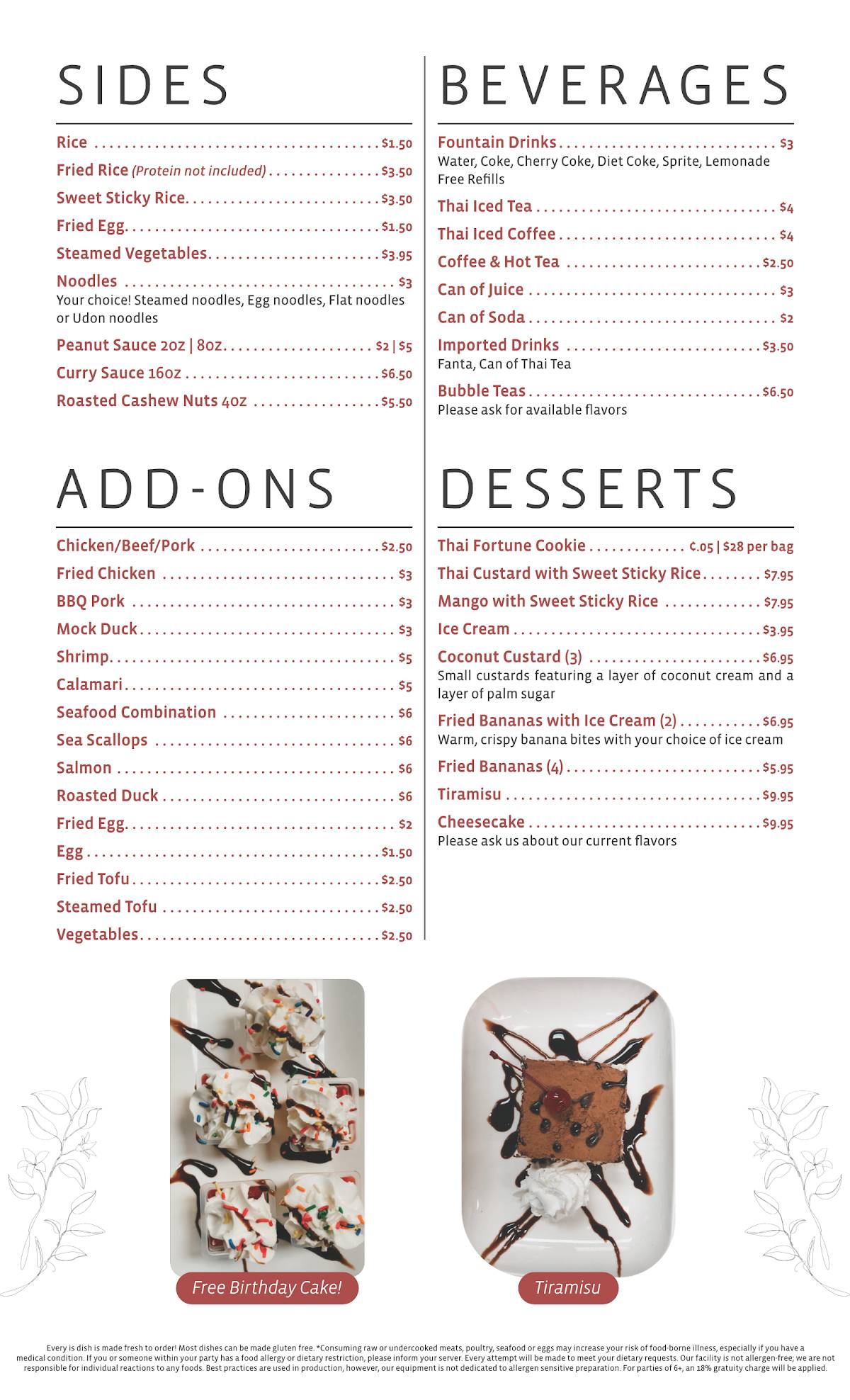 Menu at Cool Basil Altoona restaurant, Altoona