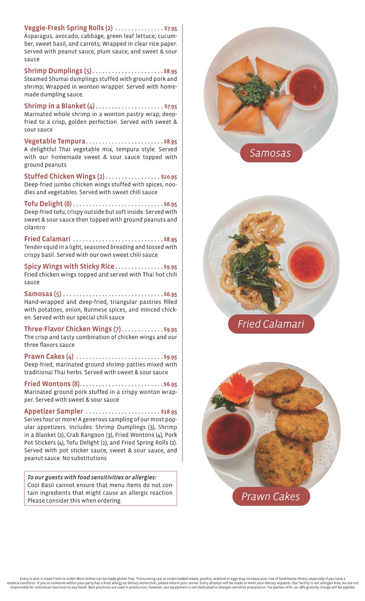 Menu at Cool Basil Altoona restaurant, Altoona