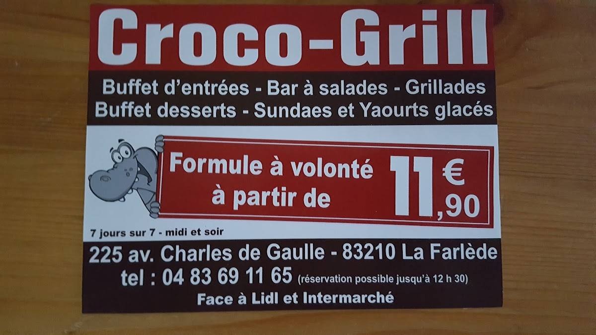 Menu at Croco-Grill restaurant, La Farlède