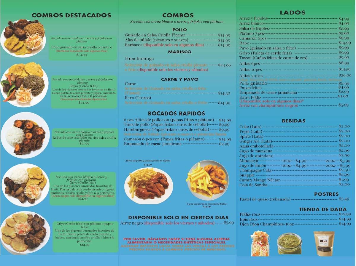 Menu at Dada's Kitchen restaurant, Haines City