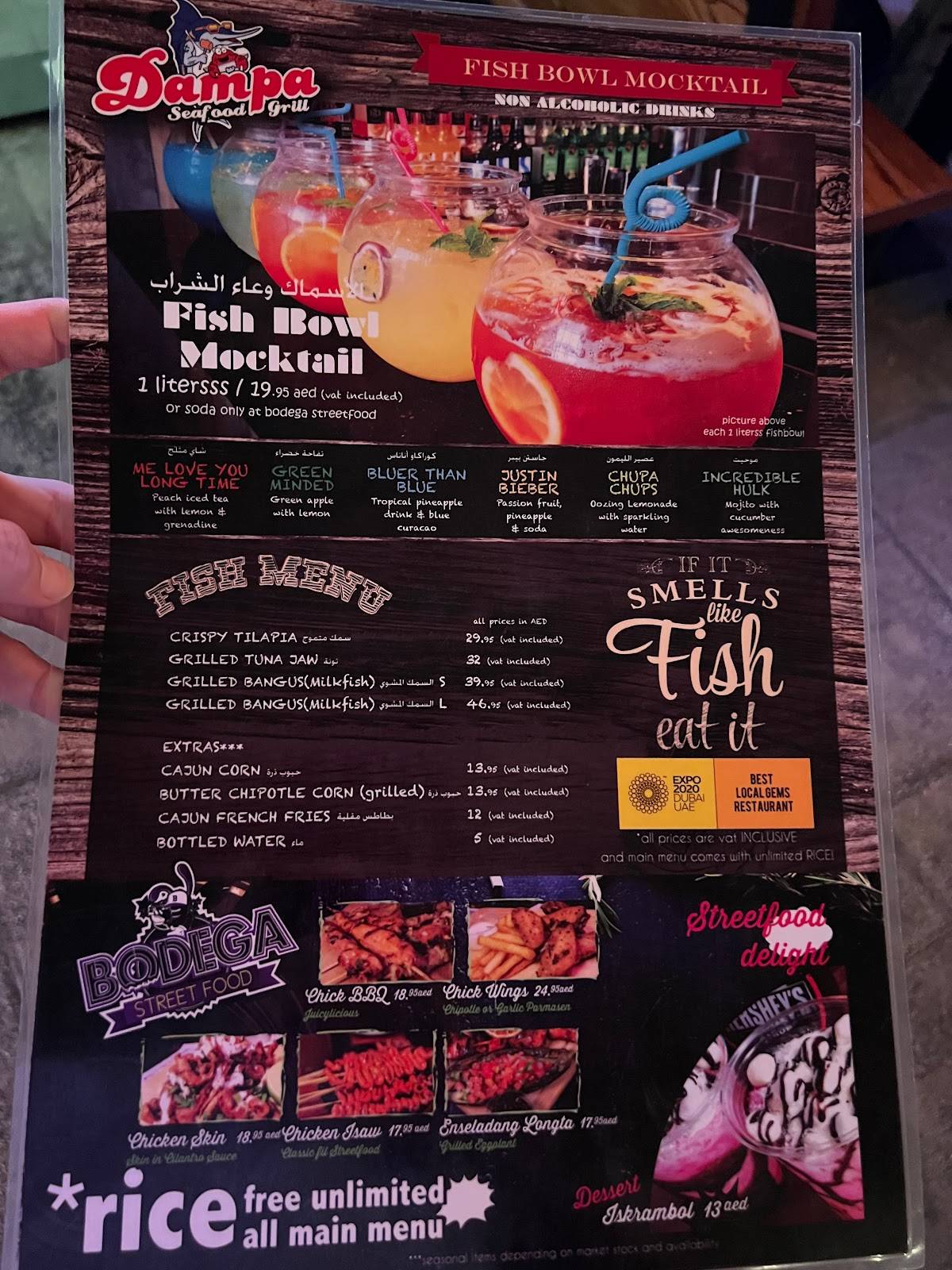 Menu at Dampa Seafood Grill - Dubai restaurant, Dubai, Baniyas Rd