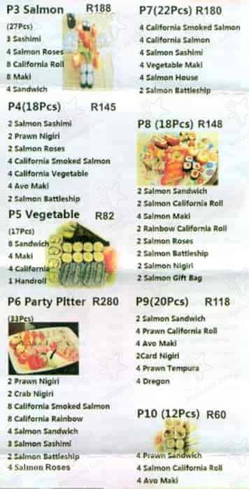 Menu at Ming Woo Chinese Restaurant And Sushi Bar, Centurion