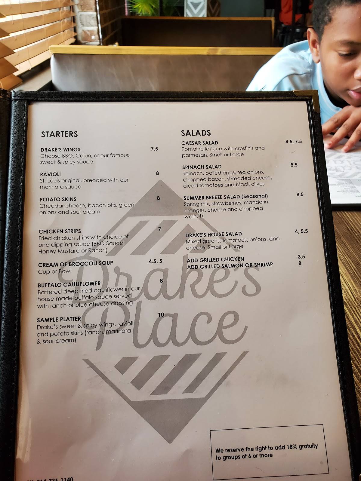 Menu at Drake's Place Restaurant & BBQ Smokehouse, Ferguson