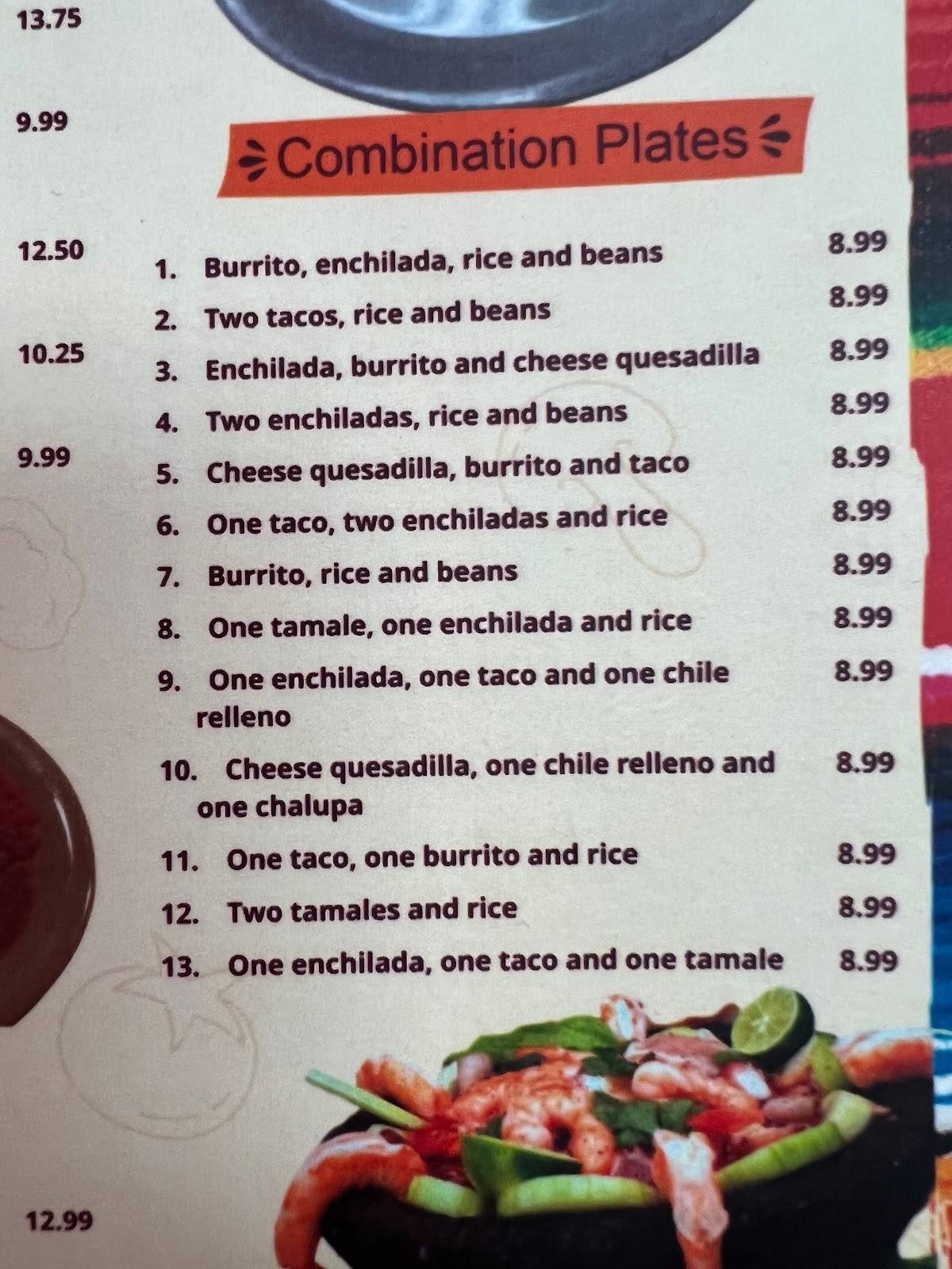 Menu at El Barril Mexican Restaurant, Edgington