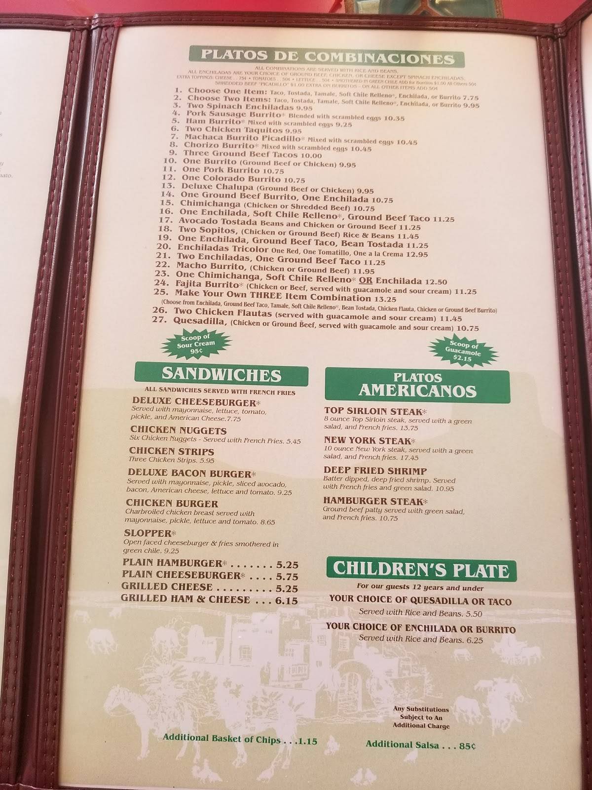 Menu at El Caporal Family Mexican Restaurant, Cañon City, Main St