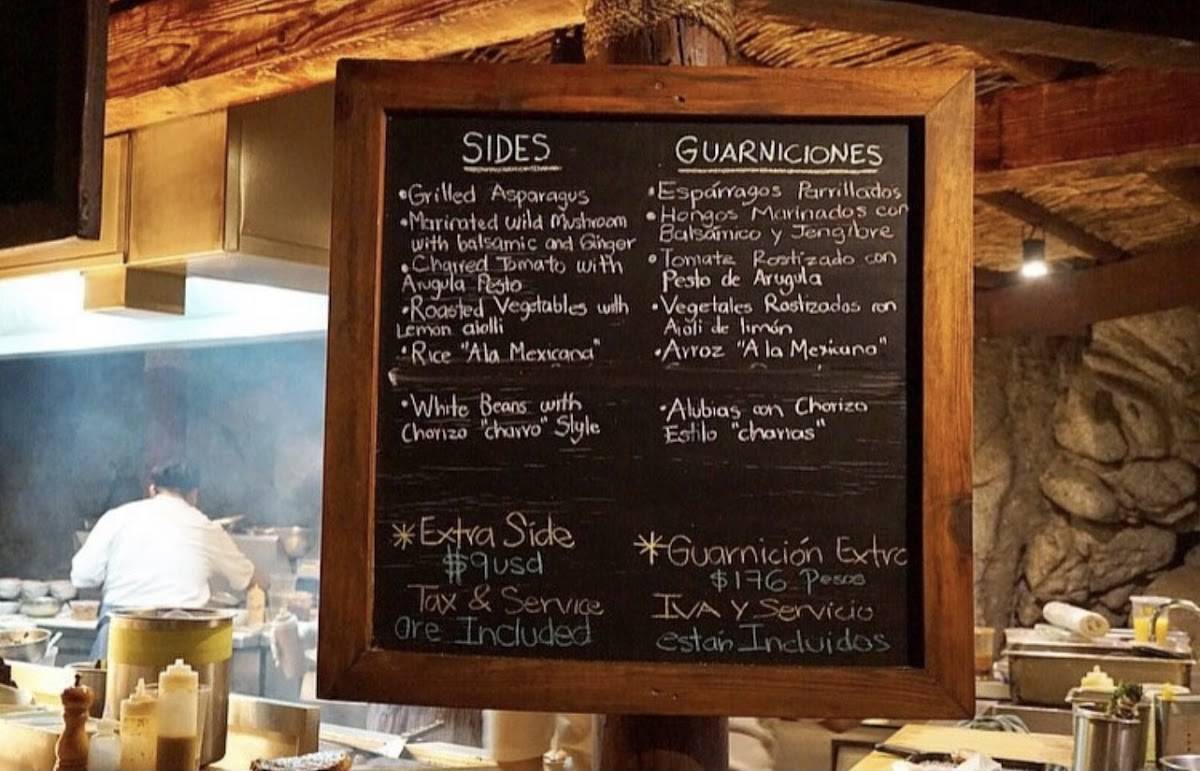 Menu at El Farallon restaurant, Cabo San Lucas, Cam. del Mar 1