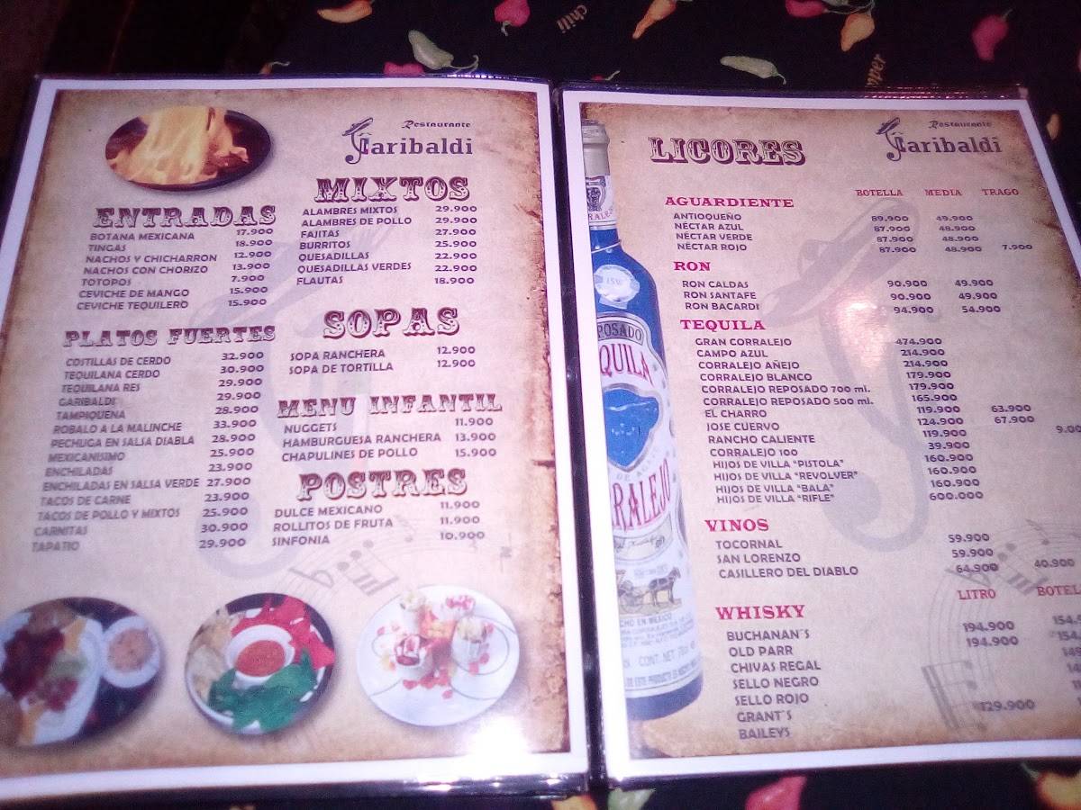 Menu at El Gran Garibaldi Restaurante & Mariachi, Facatativá