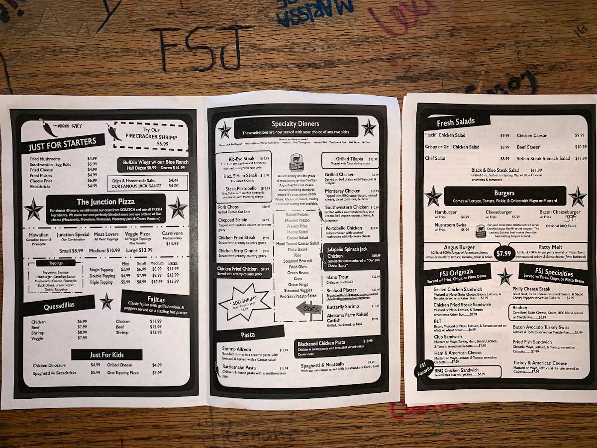 Menu at Front Street Junction restaurant, De Kalb