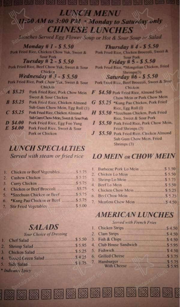 Menu at Gee's Family Restaurant, Prineville