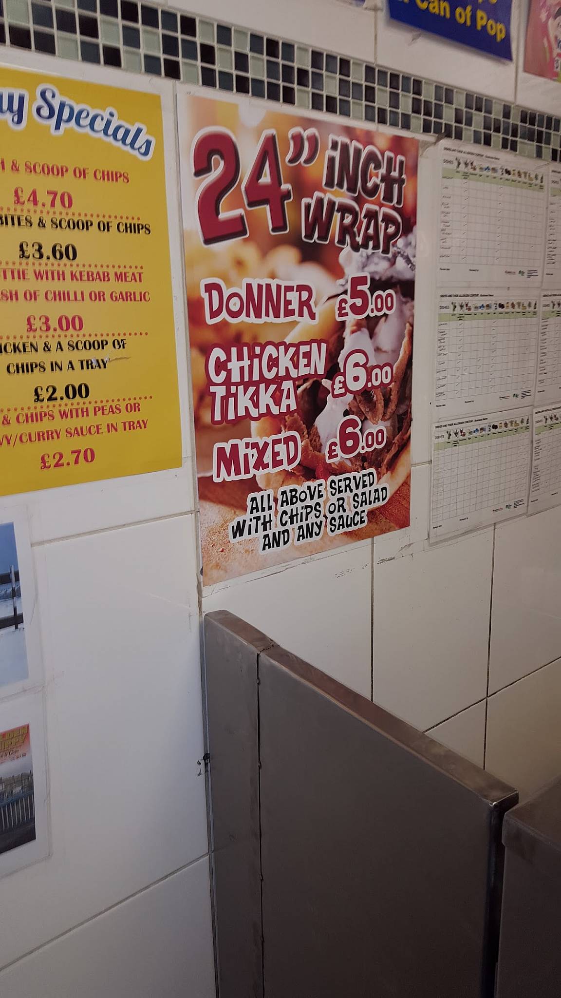 Menu at Golden Chippy restaurant, Wallsend, 18 Coast Rd