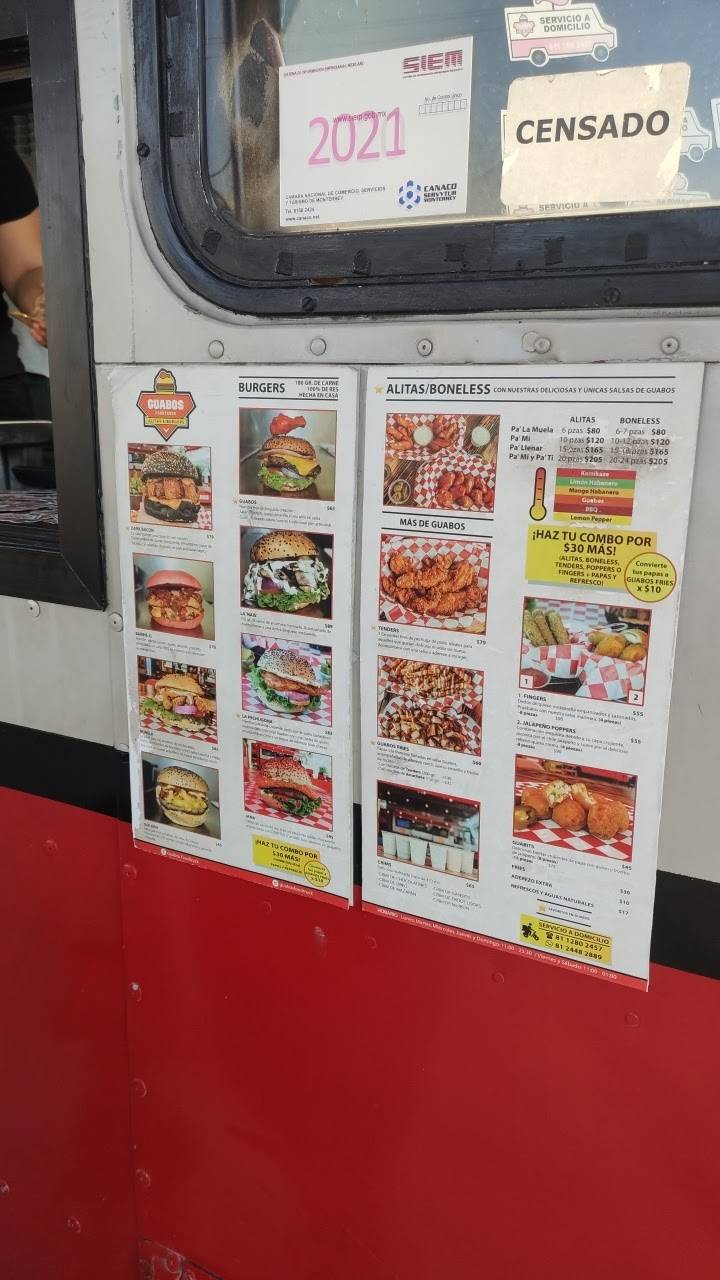 Carta del restaurante Guabos Foodtruck, Apodaca, Estardo Guajardo 408