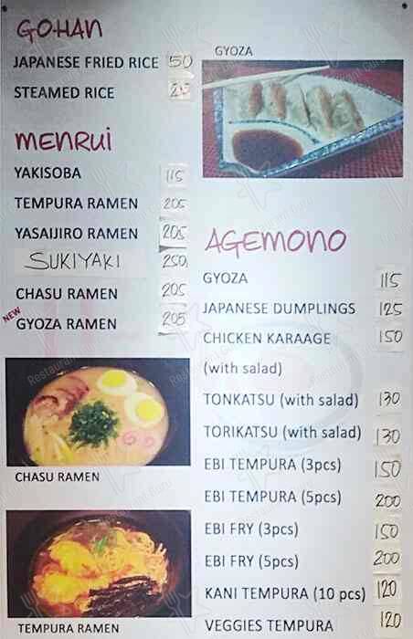 Menu at Hocho Japanese Restaurant, Makati, Alphaland Southgate Mall