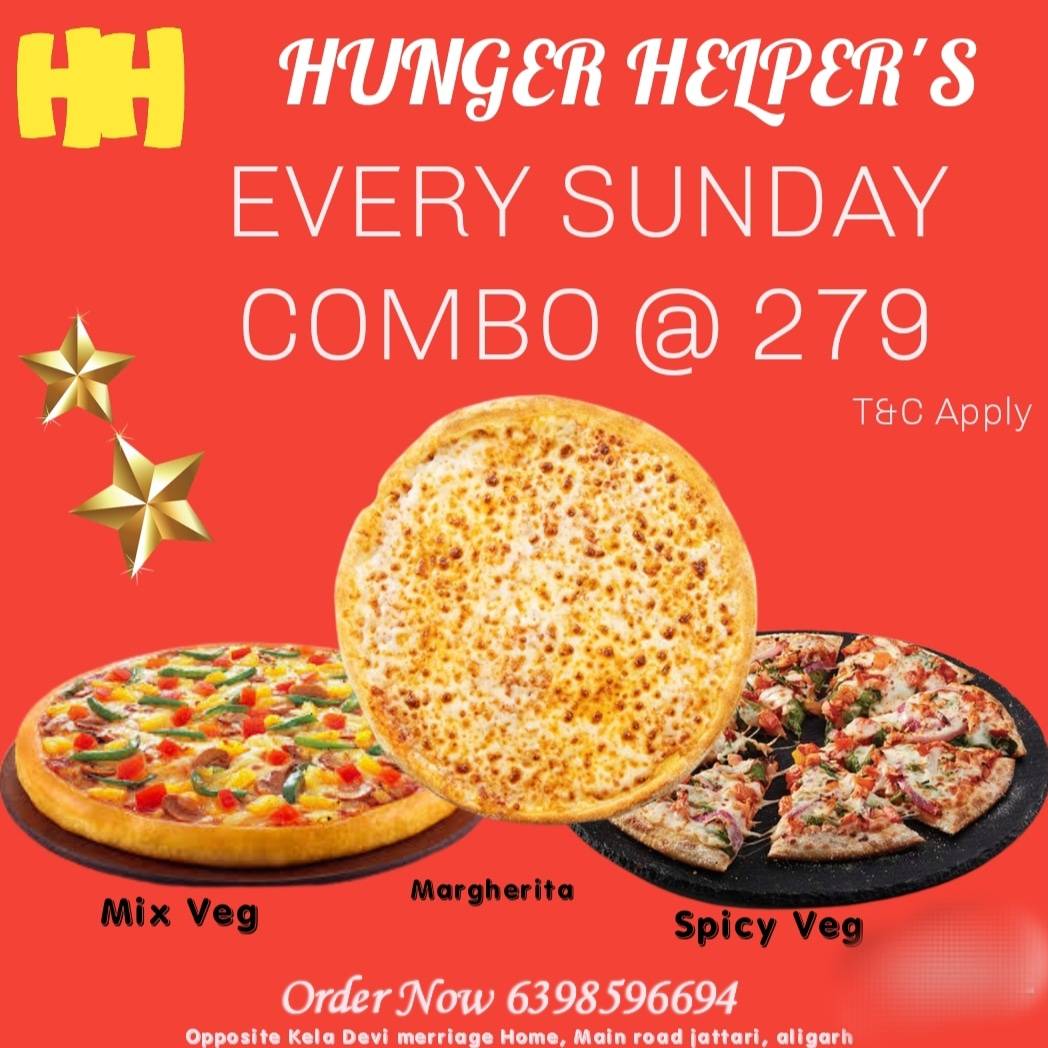 Menu at Hunger Helper's Pizza, Jattari