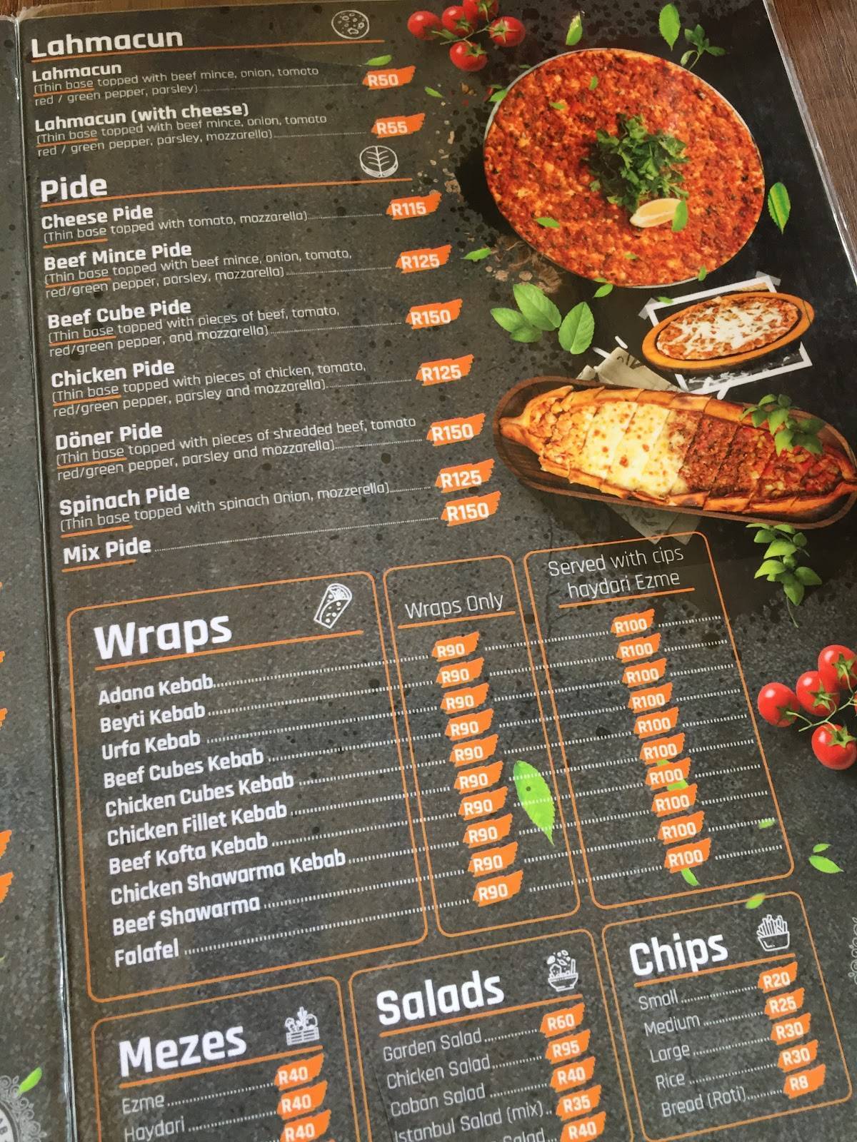 Menu at ISTANBUL KEBAB Melrose Arch restaurant, Johannesburg