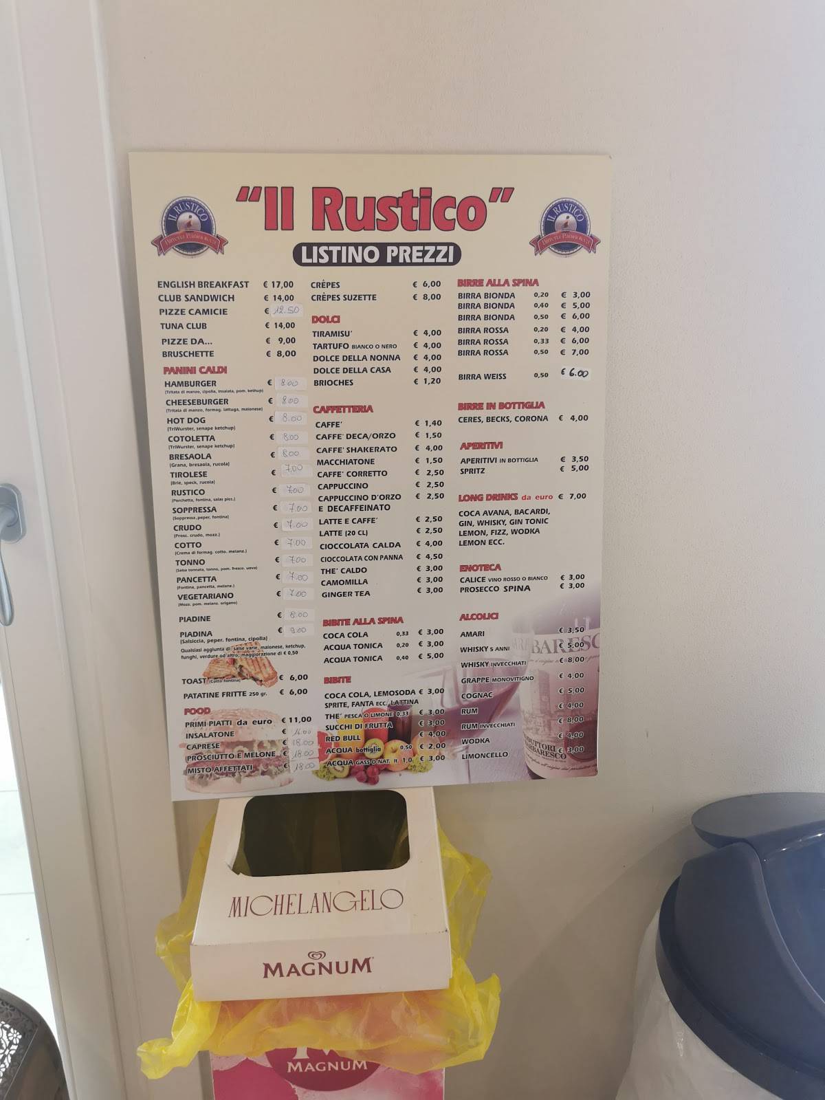 Menu da Il Rustico Albarella, Isola Albarella