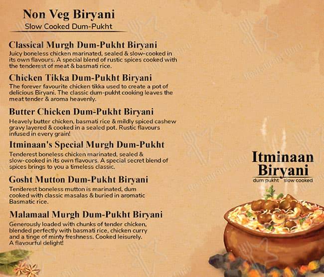Menu at Itminaan Matka Biryani - Slow Cooked, Gurugram, First Floor