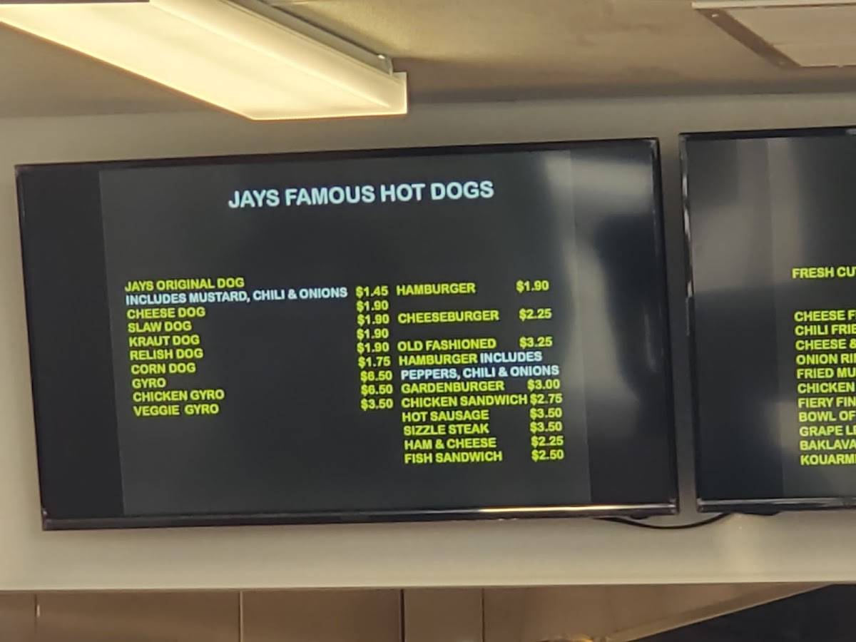 Menu at Jay's Famous Hot Dogs restaurant, Youngstown, 68 Boardman ...