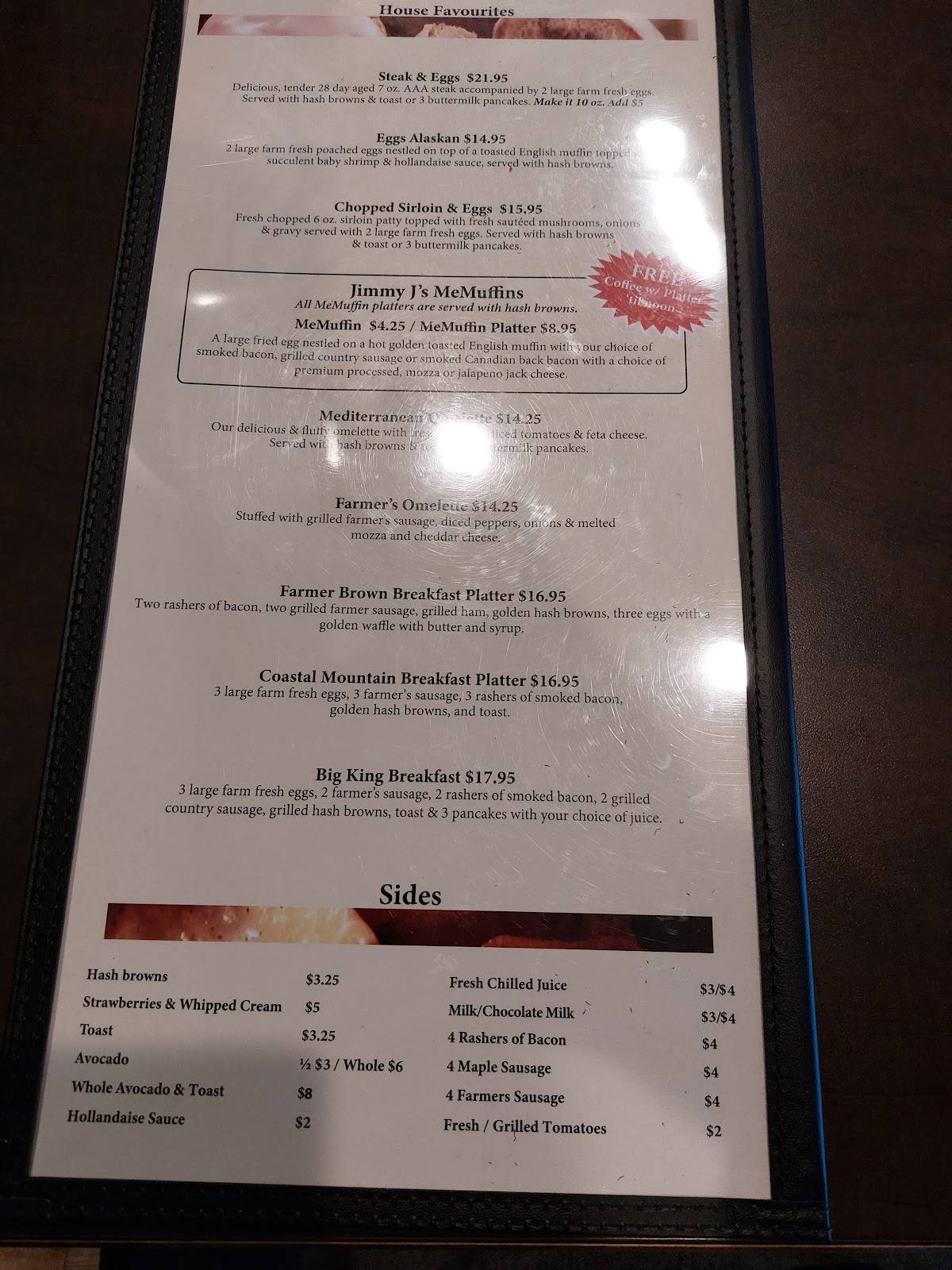 Menu at Jimmy J'S Grill restaurant, Chilliwack