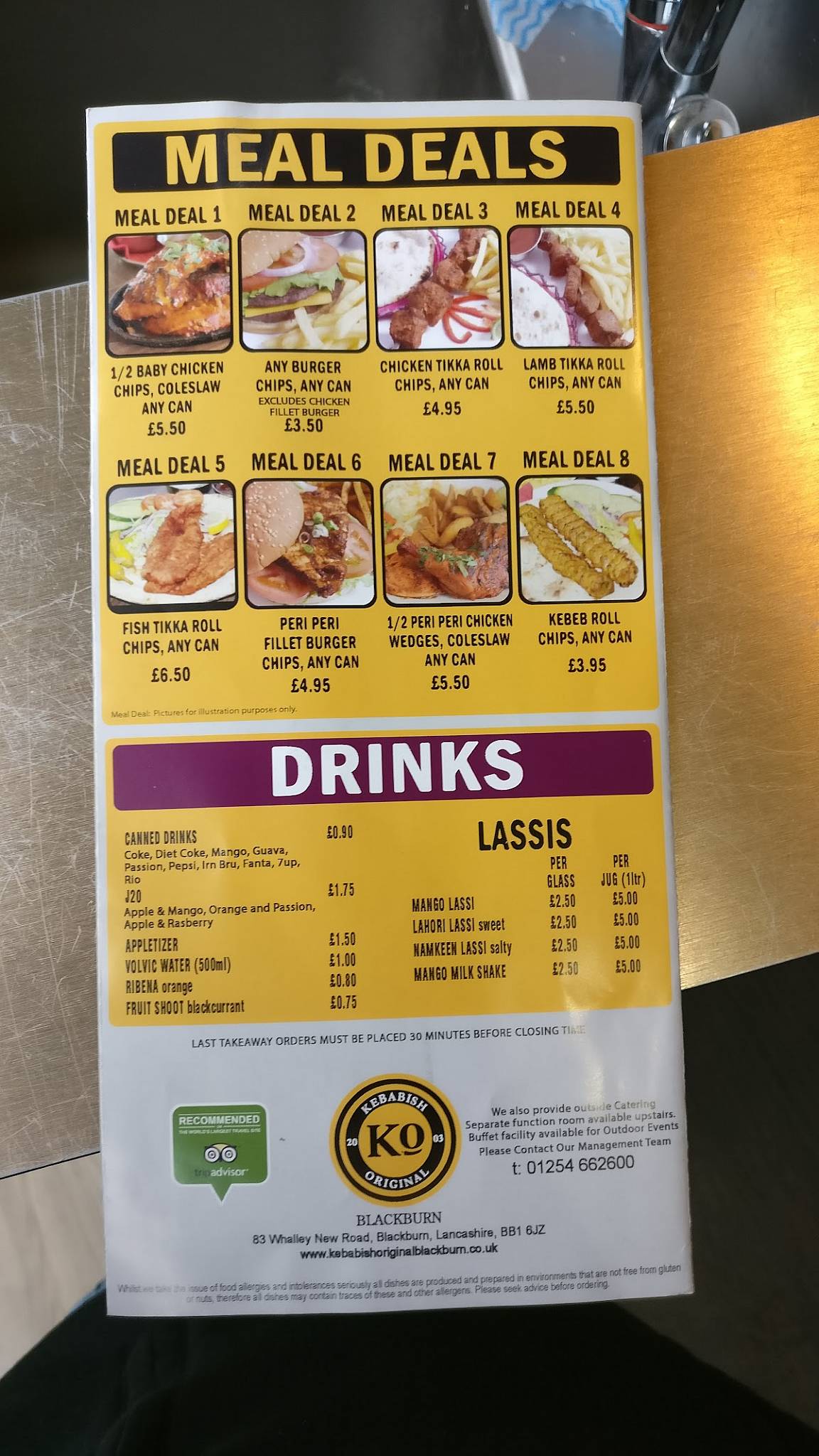 Menu at Kebabish Original Blackburn restaurant, Blackburn