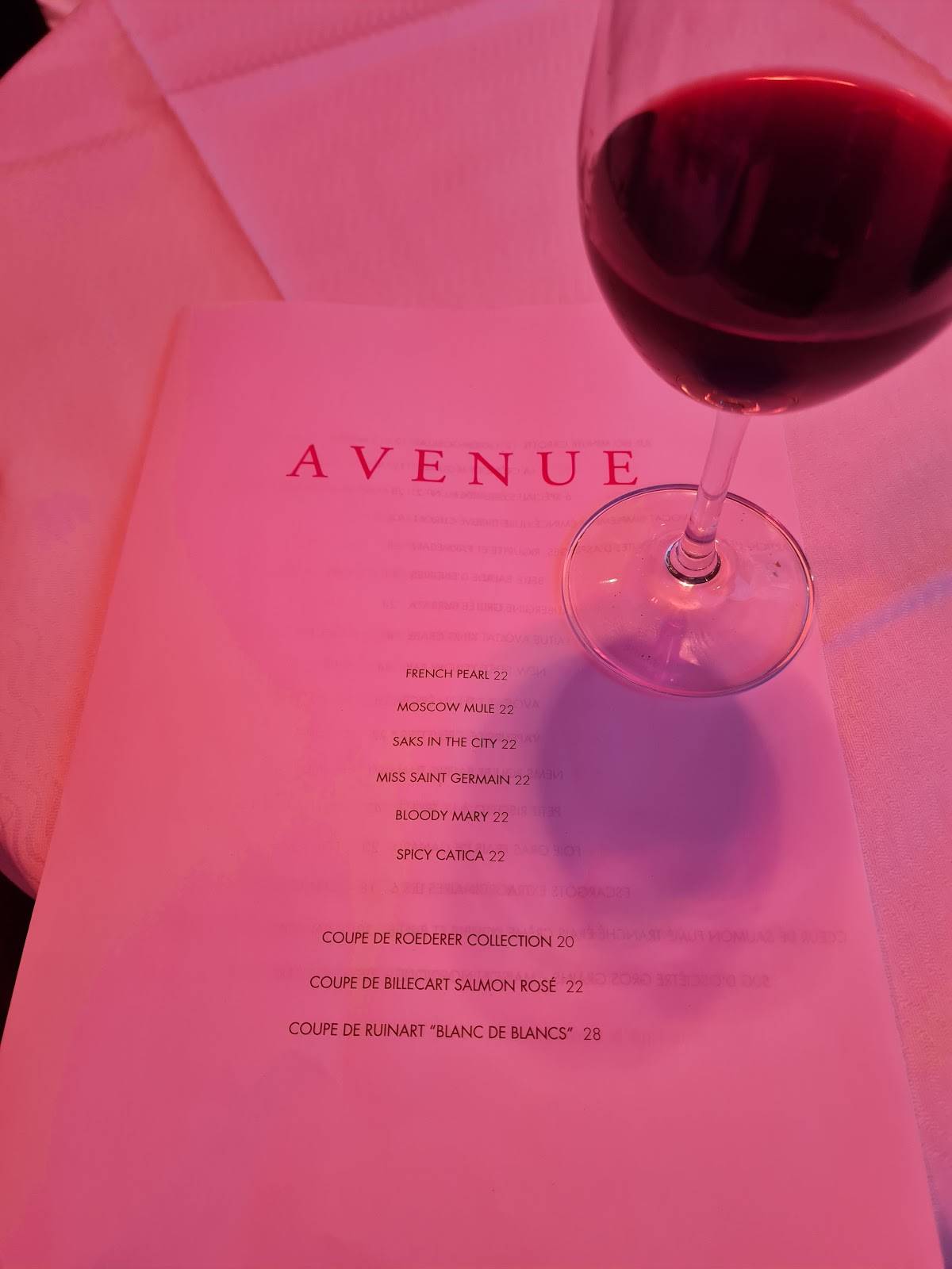 Menu at L'Avenue restaurant, Paris, 41 Av. Montaigne