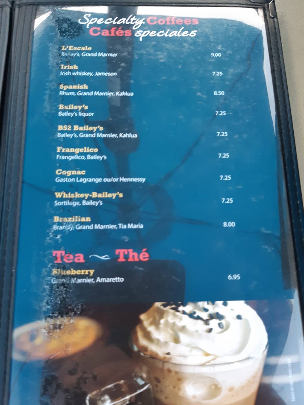 Menu at L'Escale Restaurant, Hawkesbury