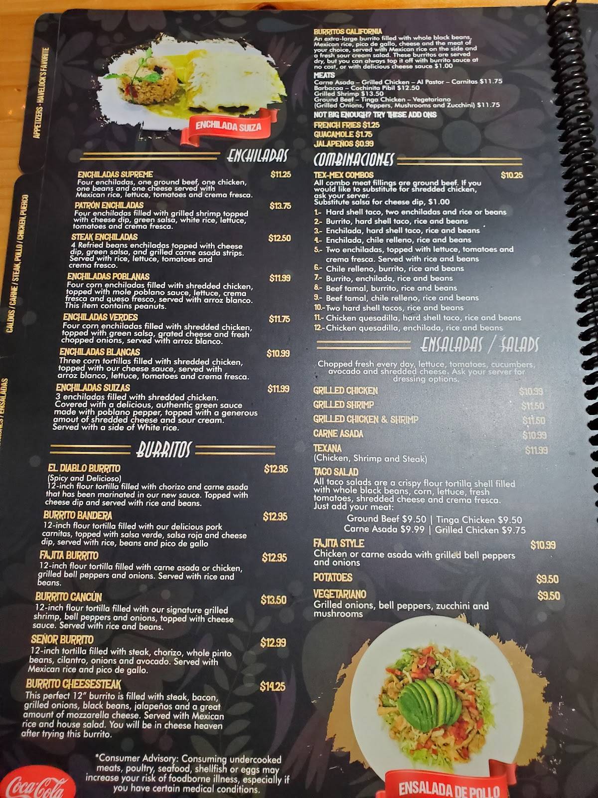 Menu at La Casa Del Patron restaurant, Havelock